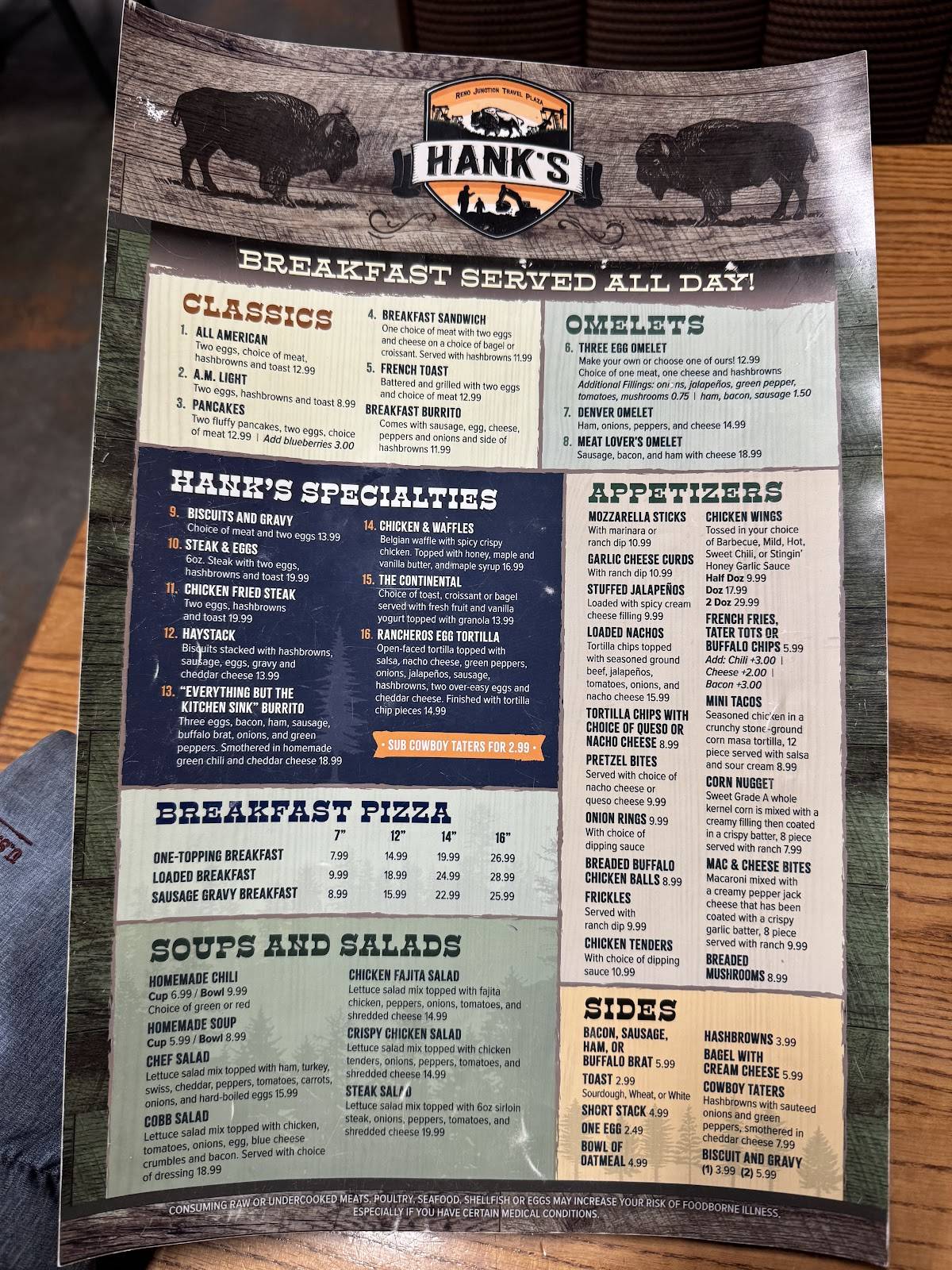 Menu at Hanks Roadside Bar and Grill, Wright