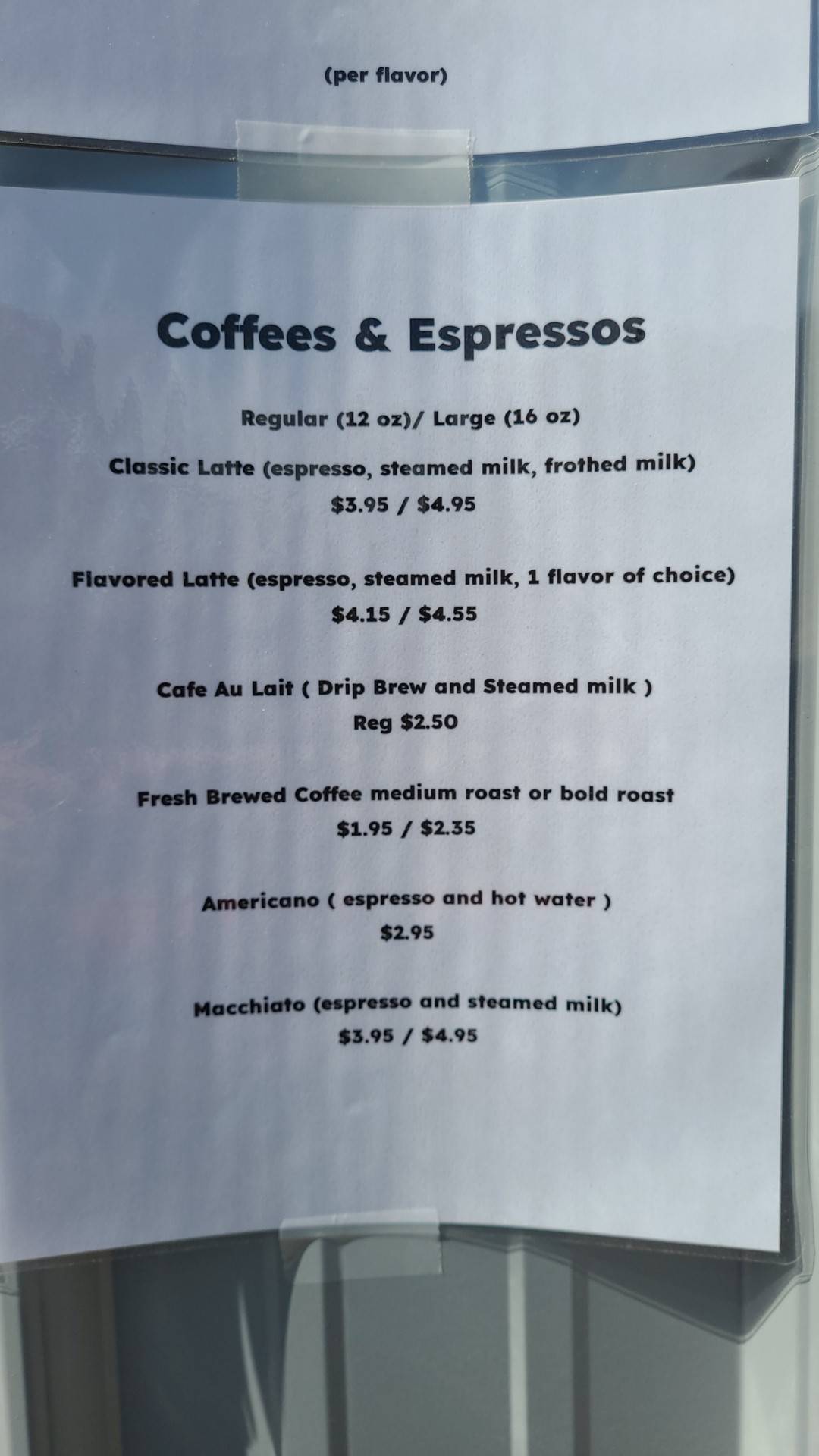 Menu at Hannah B'z, Mize