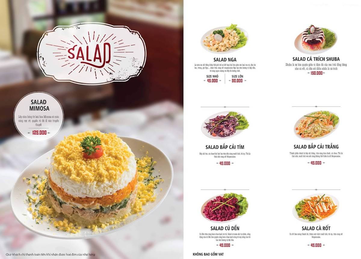 Menu at CCCP Café & Restaurant, Hanoi