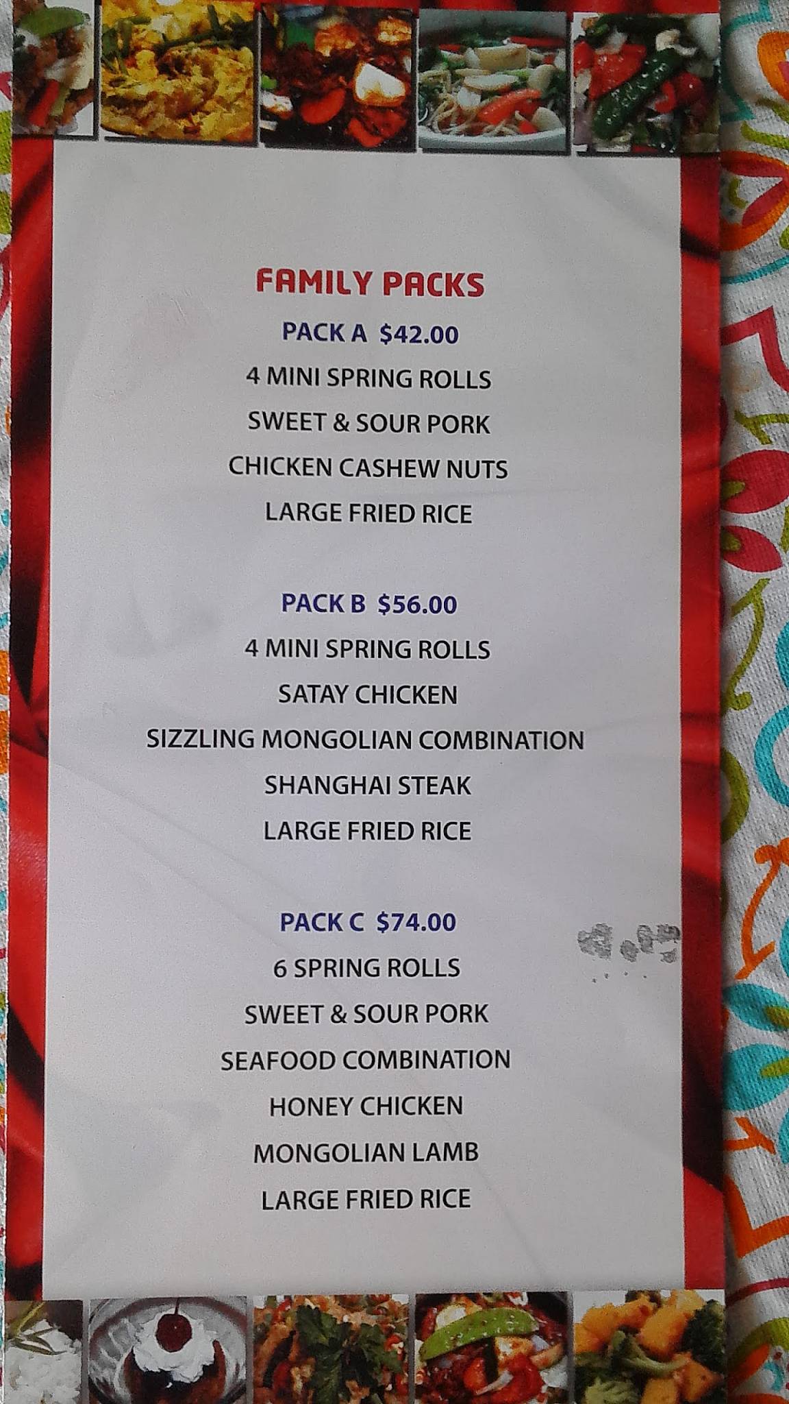 Carta de Happy Sun Restaurant, Yeppoon, 20 Hill St