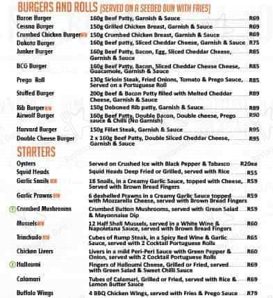 Menu at The Harvard Cafe Rand Airport, Germiston, Main Terminal Building
