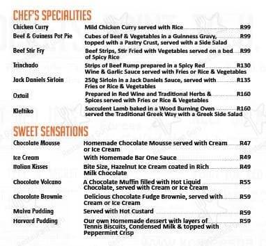 Menu at The Harvard Cafe Rand Airport, Germiston, Main Terminal Building