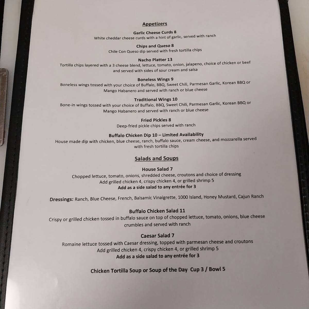 Menu at Harvest Grill restaurant, Cando