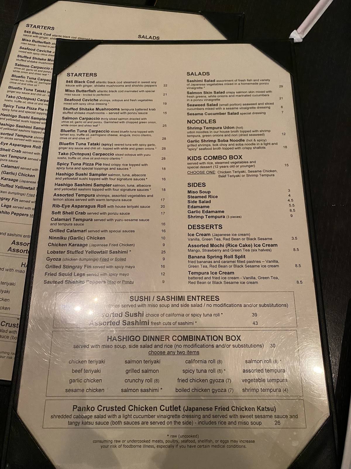 Menu at Hashigo Sushi restaurant, Huntington Beach