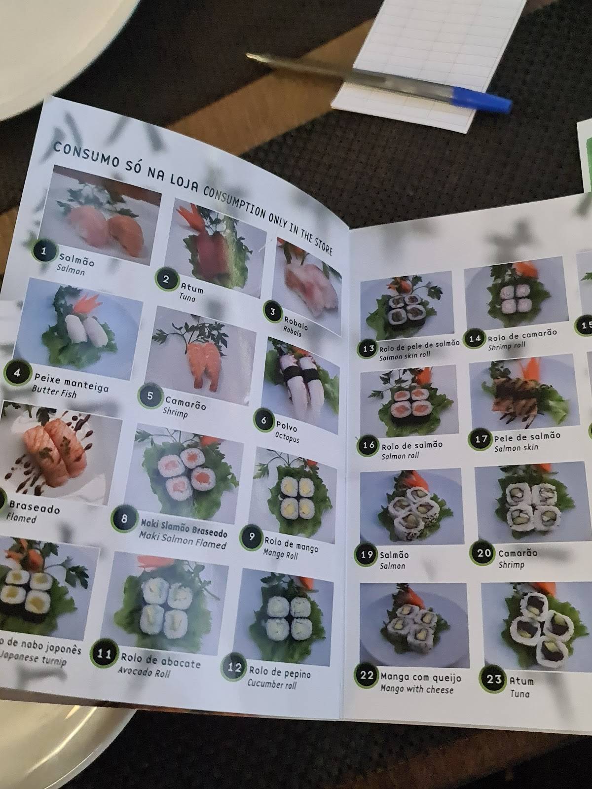 Menu em Restaurante Japonês - HAYACI, Ericeira
