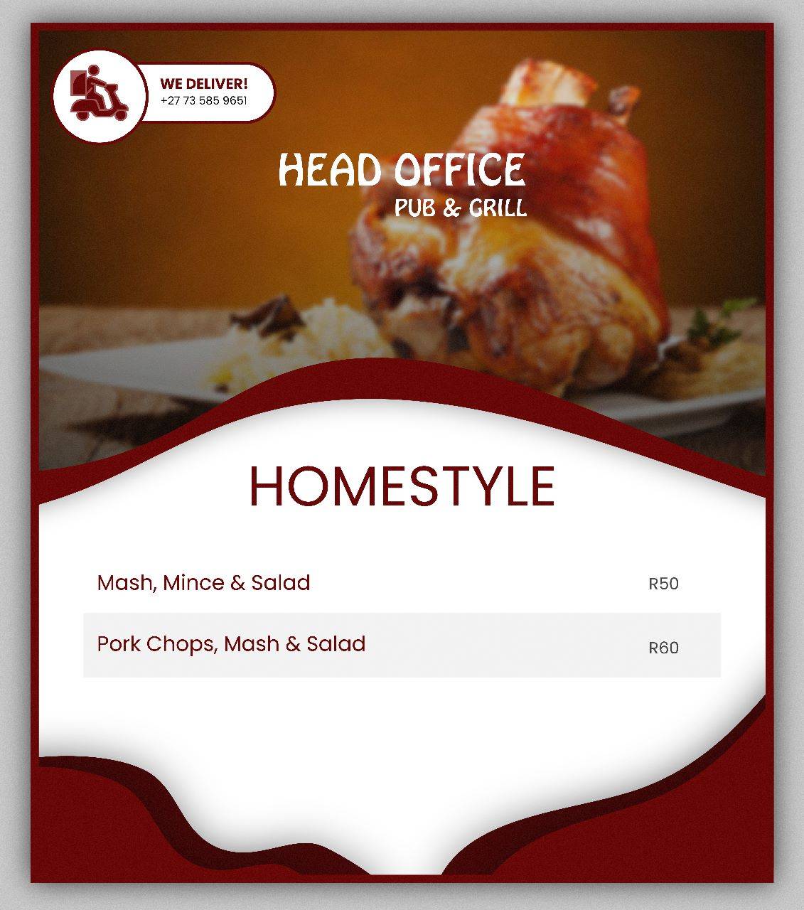Menu at Head Office Pub Grill, Sasolburg