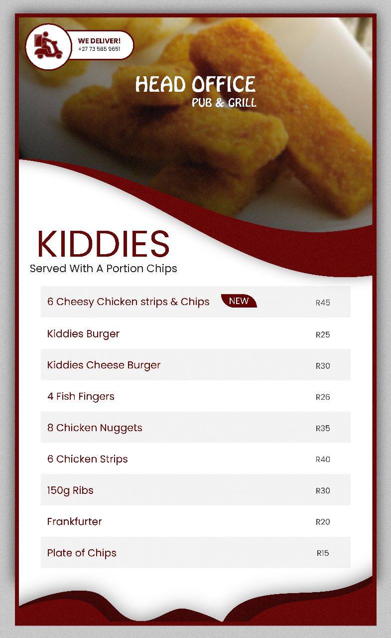 Menu at Head Office Pub Grill, Sasolburg