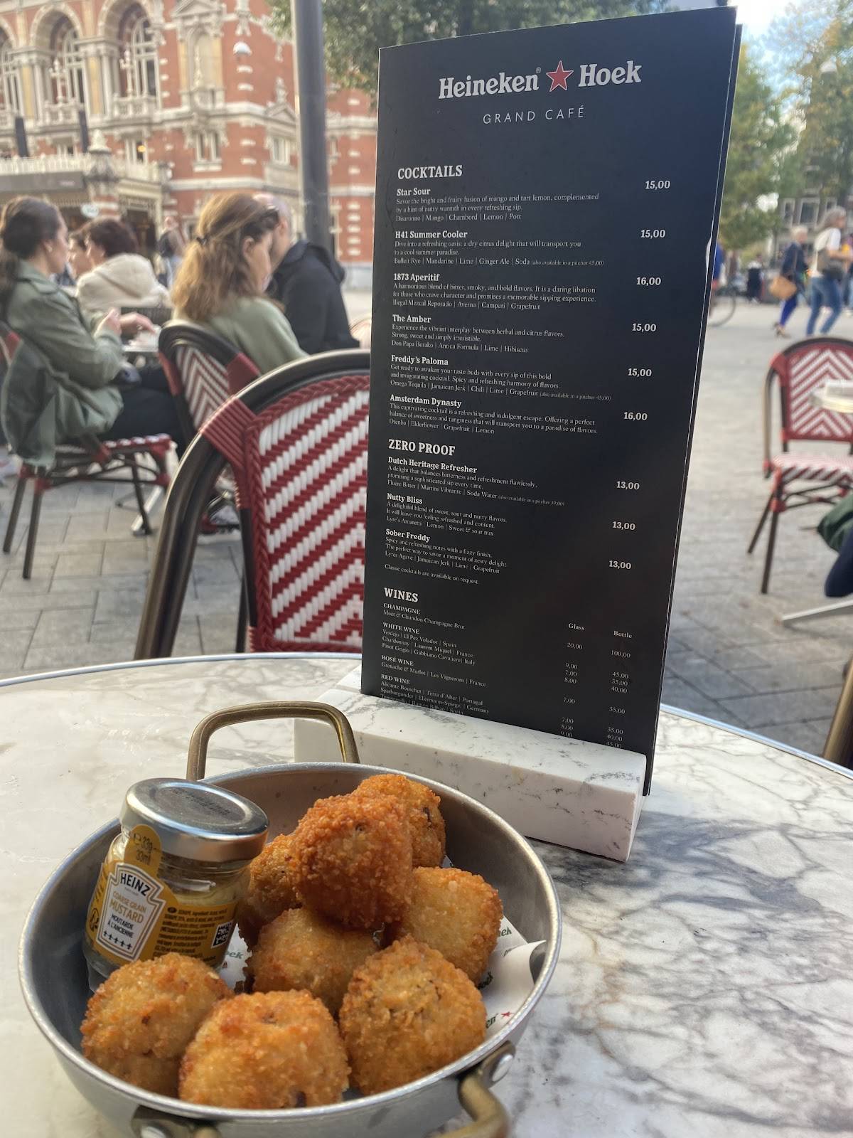 Menu at Heineken Hoek Grand Café, Amsterdam