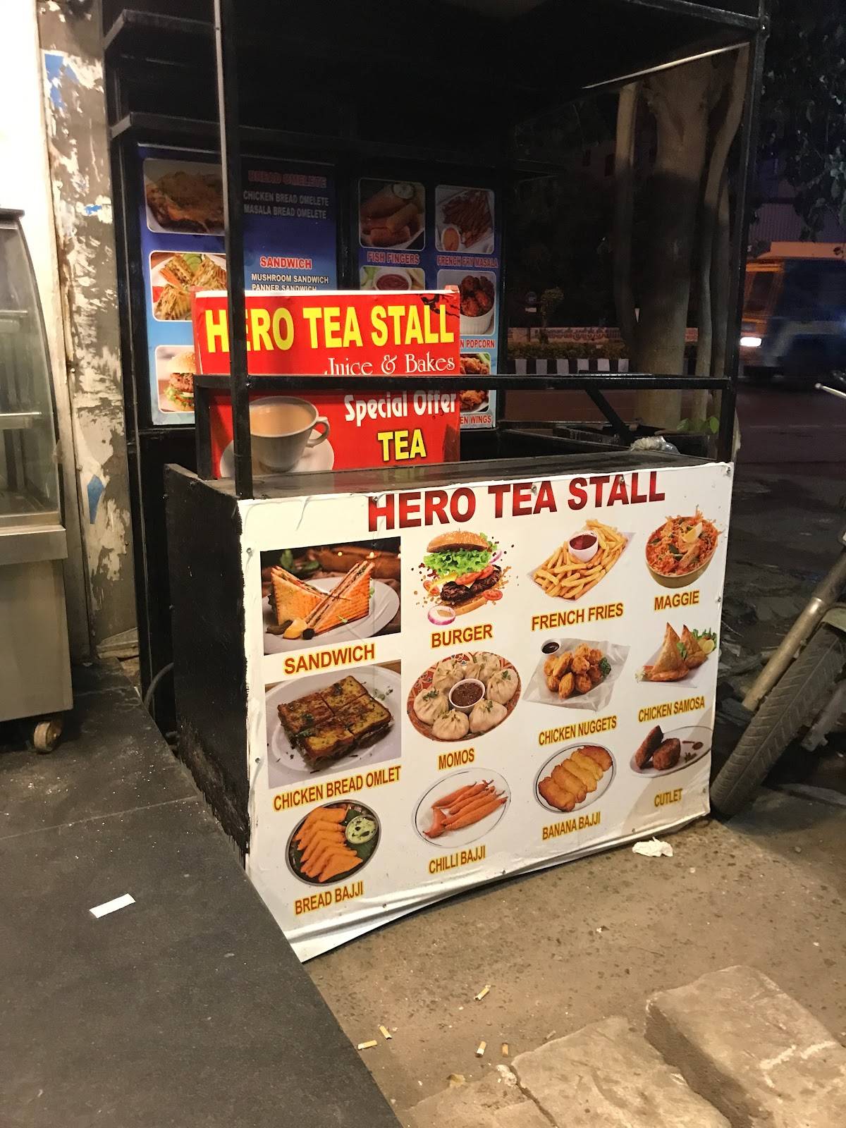 Menu at Hero tea stall, Chennai, Church Rd