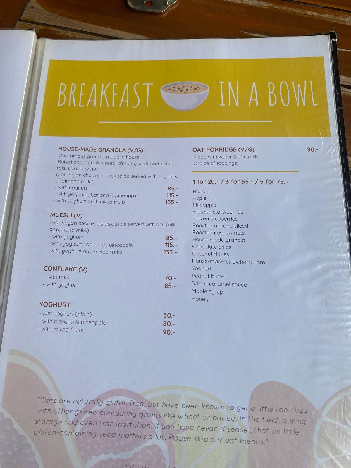 Menu at Hidden tree cafe & restaurant, Ko Lanta Yai