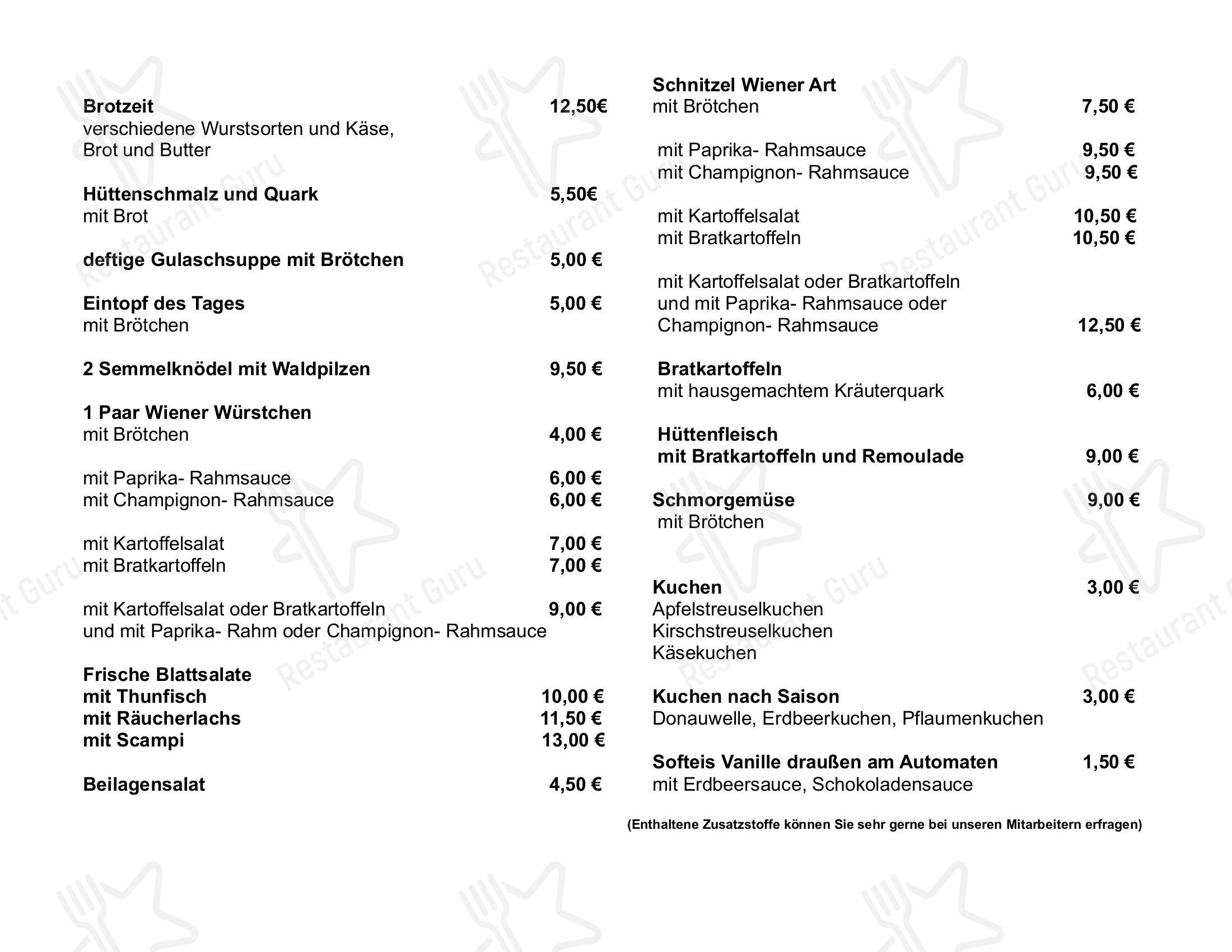Speisekarte von Hiebammen Hütte GmbH cafe, Brilon, Burhagener Weg