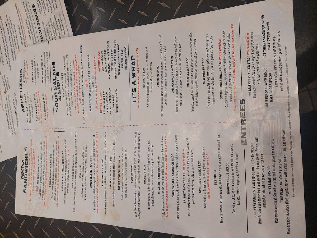Menu at Highway 30 DIner restaurant, Cedar Rapids