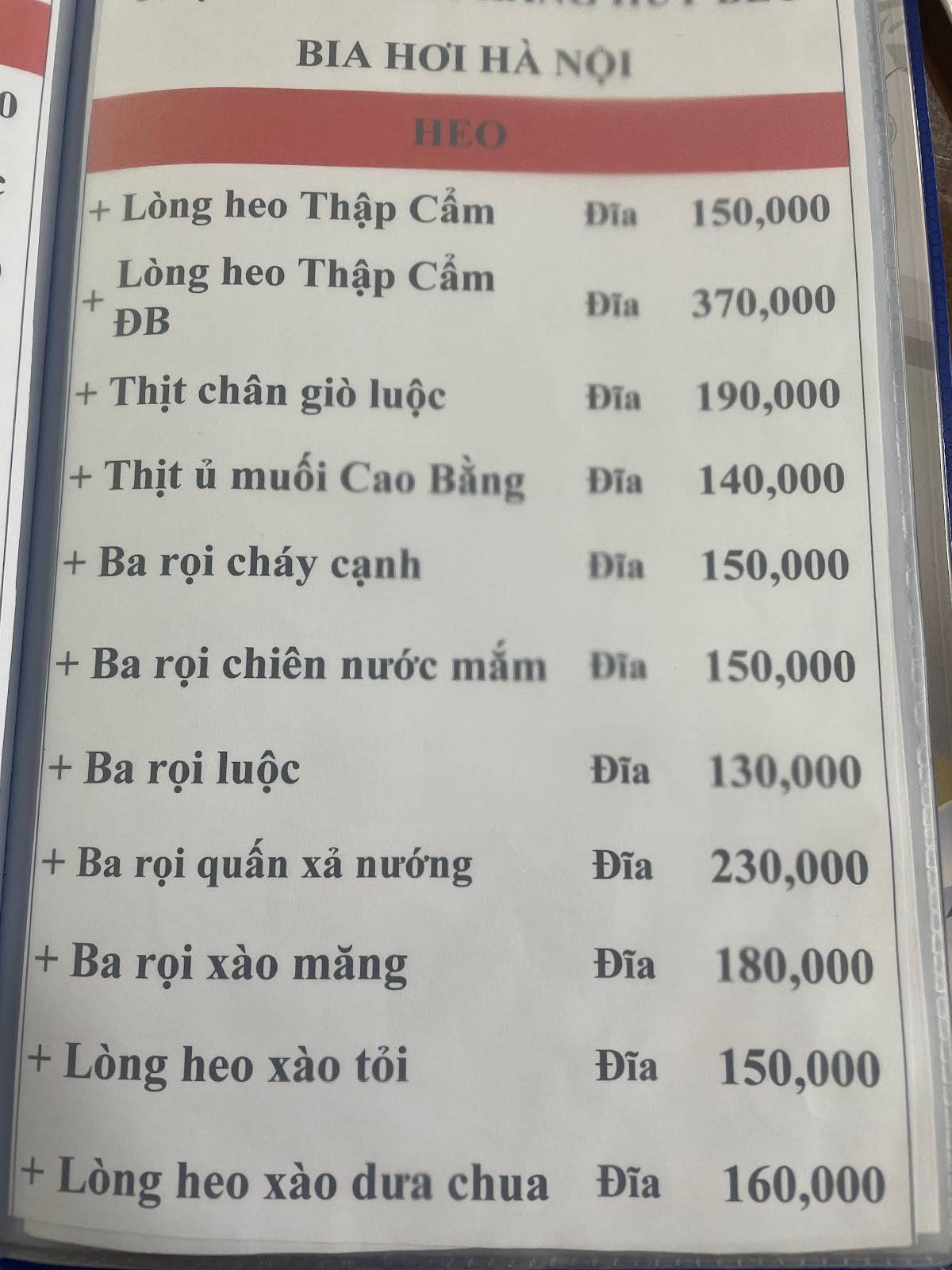 Carta del restaurante Huy béo - Bia Hơi Hà Nội, Ciudad Ho Chi Minh (Saigón)