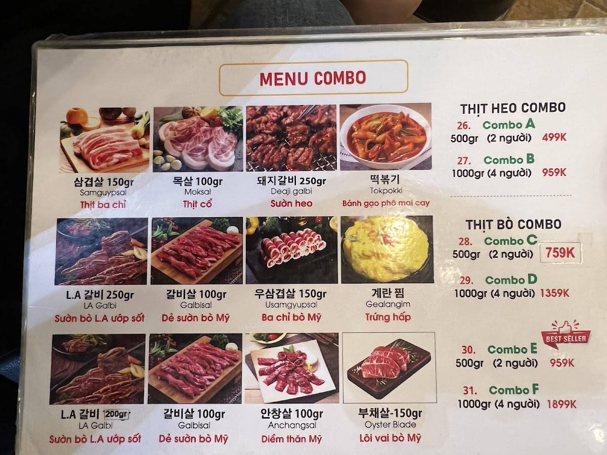 Menu at Nhà Hàng Hàn Quốc Gogizip BBQ, Ho Chi Minh City