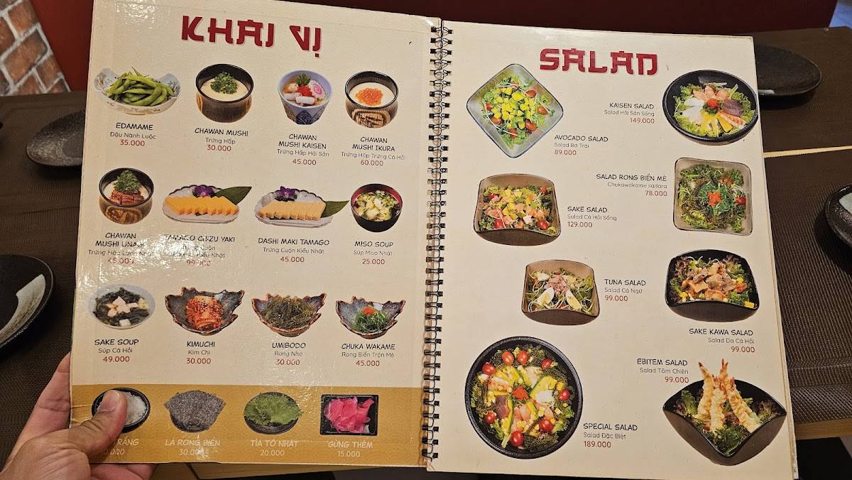 Menu at Sushi Anh Vi Cá restaurant, Ho Chi Minh City