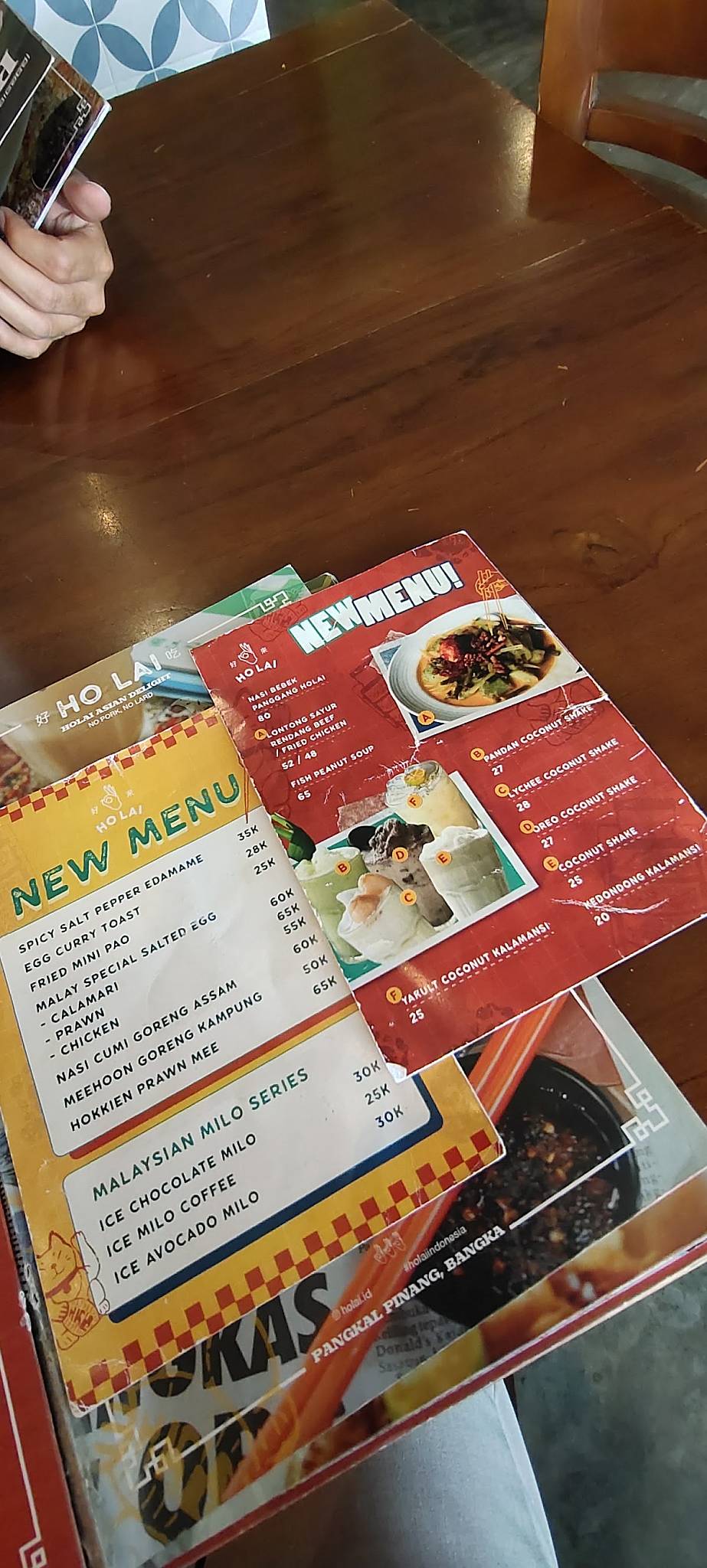 Menu at Ho Lai restaurant, Pangkal Pinang