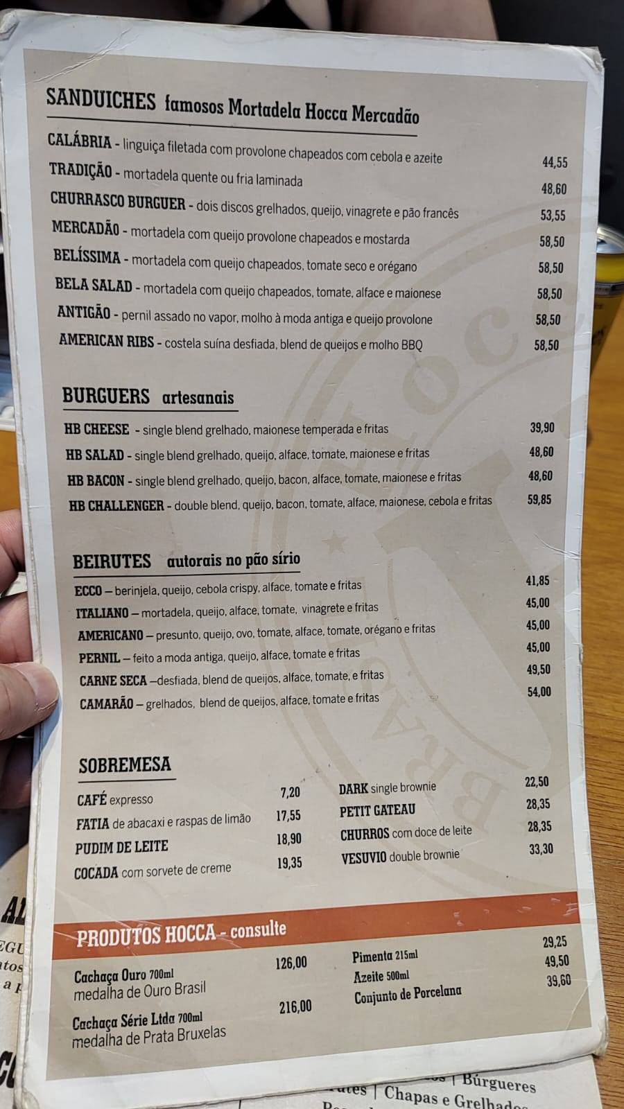 Menu em Hocca Bar, São Paulo, Mooca Plaza Shopping