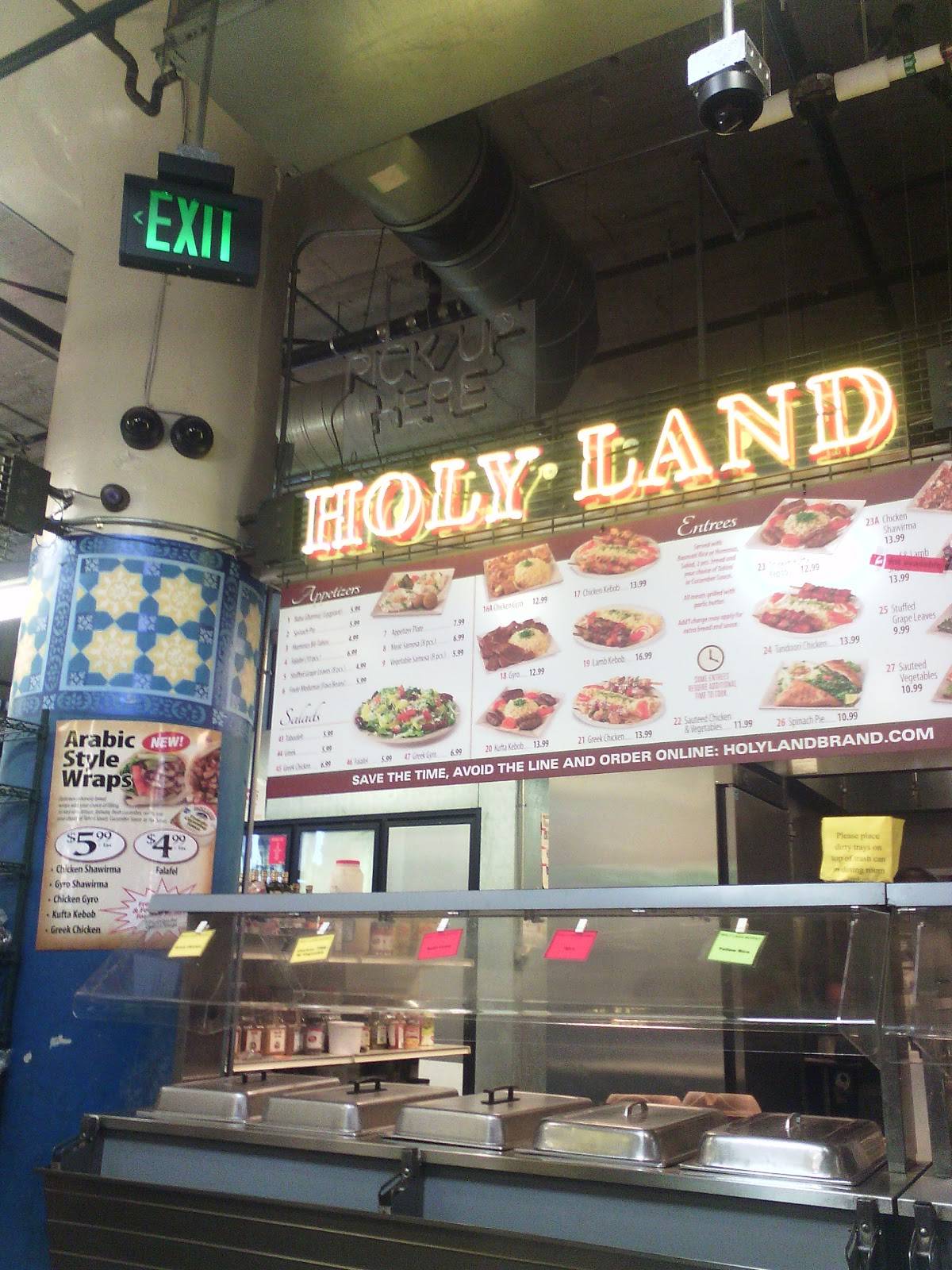 Menu at Holy Land restaurant, Minneapolis, Midtown Global Market
