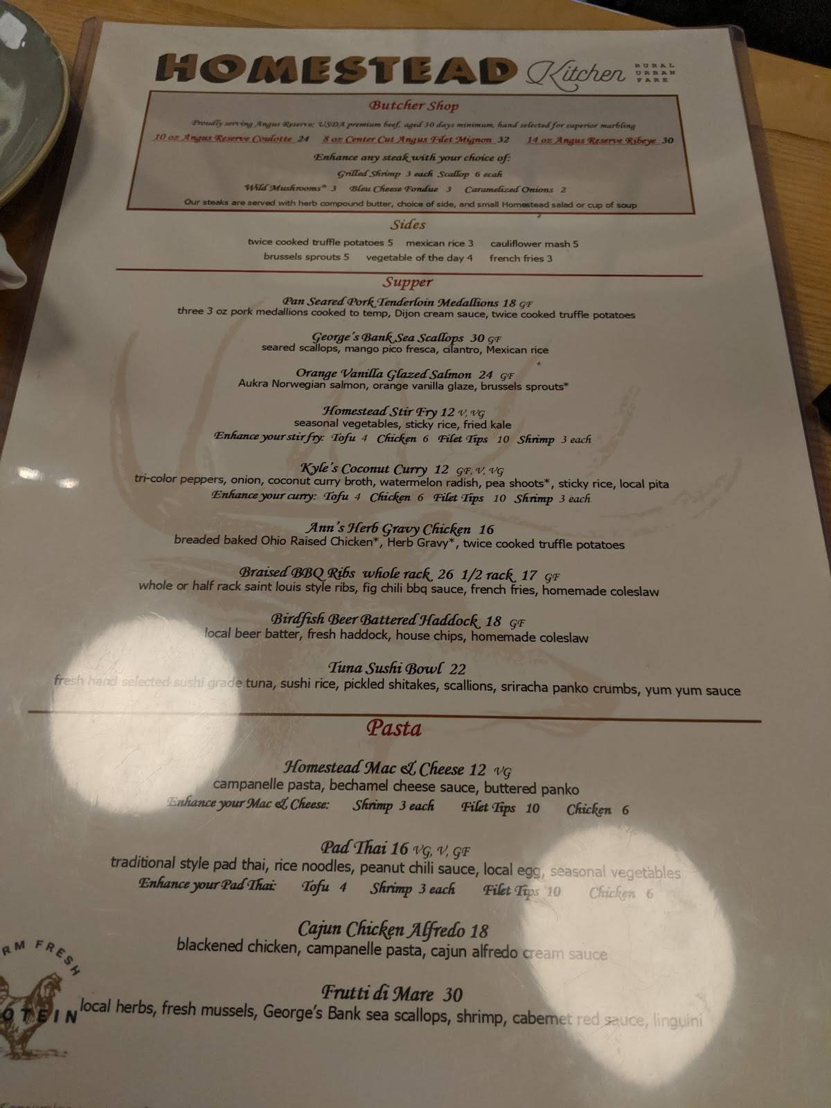 Menu at Homestead Kitchen & Cocktails pub & bar, Columbiana, 163 Town ...