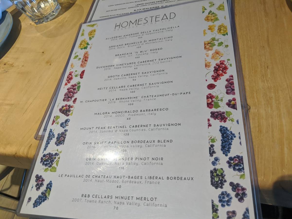 Menu at Homestead Kitchen & Cocktails pub & bar, Columbiana, 163 Town ...