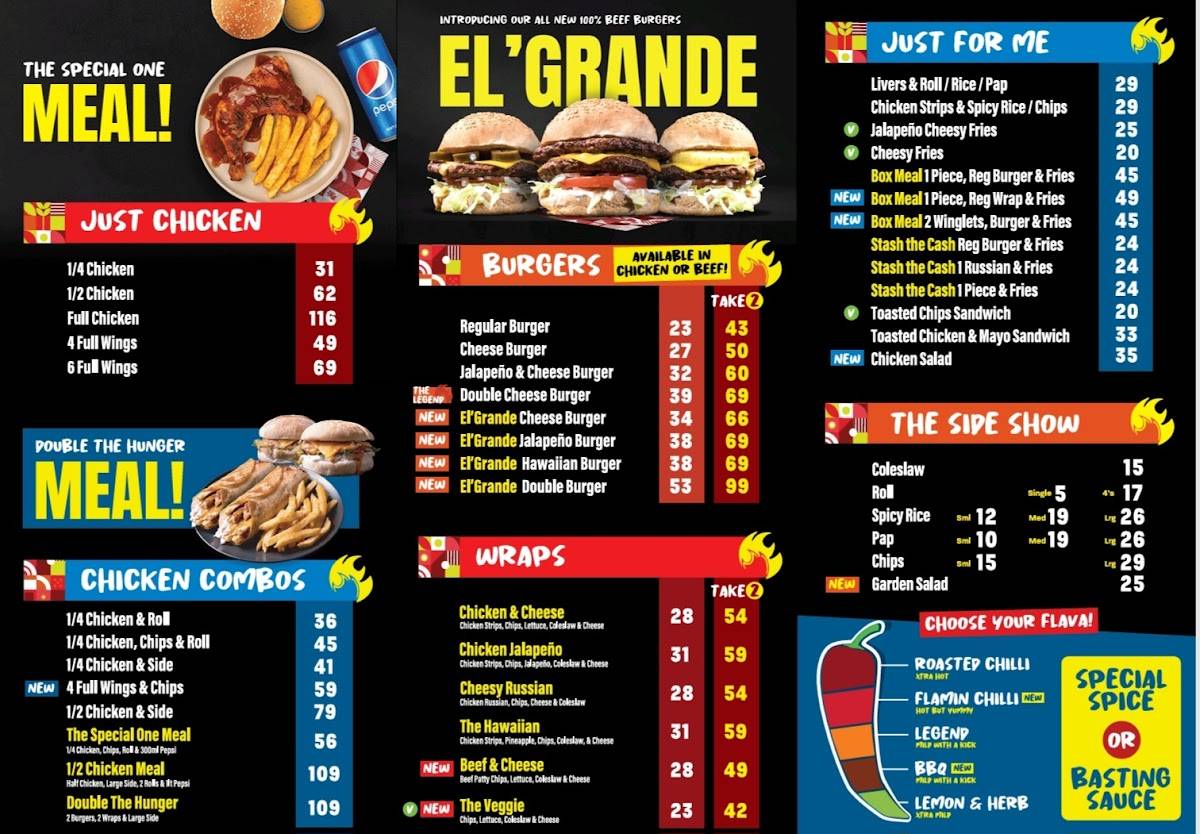 Menu at Honchos Fordsburg restaurant, Johannesburg, 28 Mint Rd