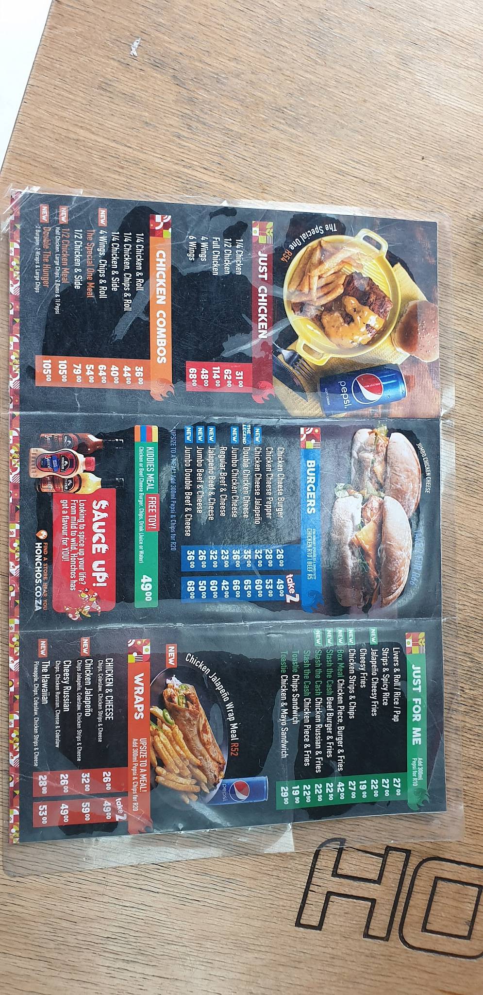 Menu at Honchos Mokopane restaurant, Mokopane