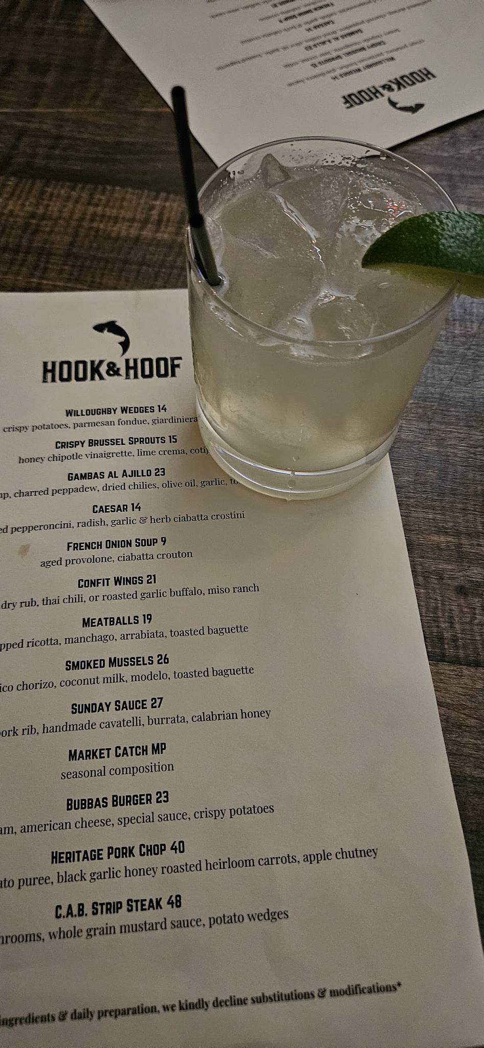 Carta del pub y bar Hook & Hoof New American Kitchen and Cocktail ...