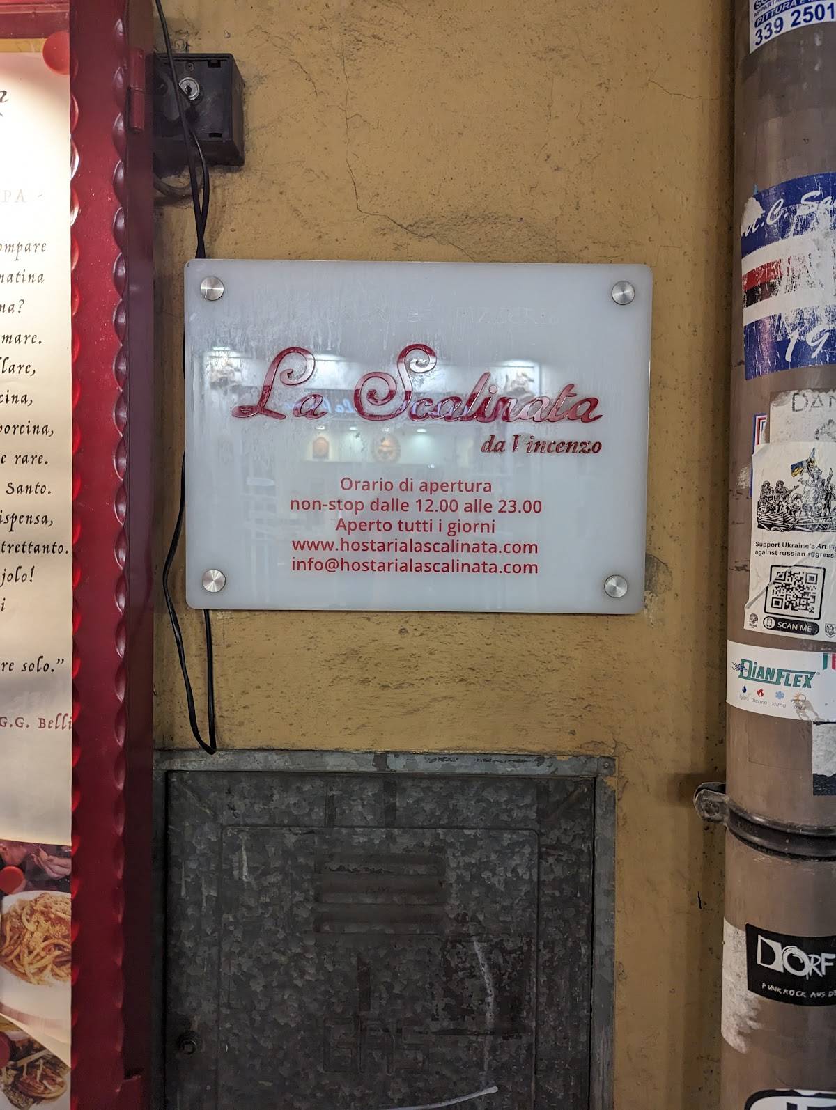 Menu at Hostaria la Scalinata pizzeria, Rome