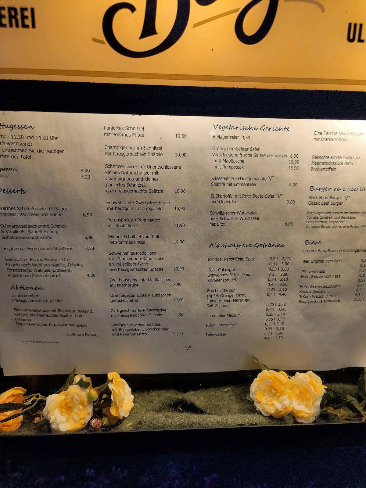 Speisekarte von Hotel Gaststätte zur Post restaurant, Weilheim an der Teck