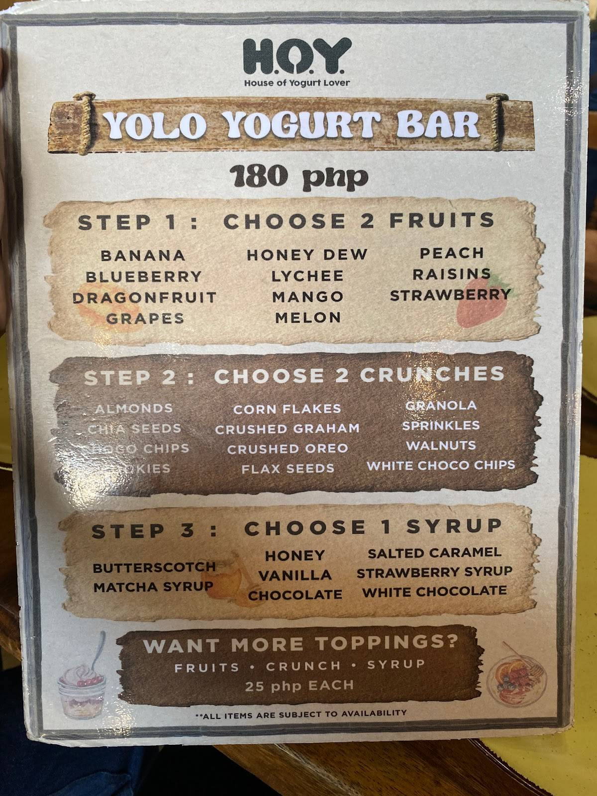 Menu at House of Yoghurt - SM City Baguio restaurant, Baguio