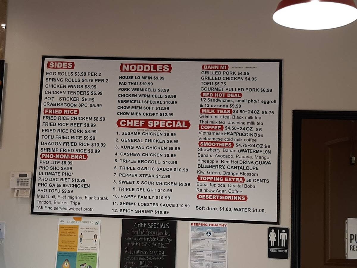 Menu at Red Hot Noodle restaurant, Houston