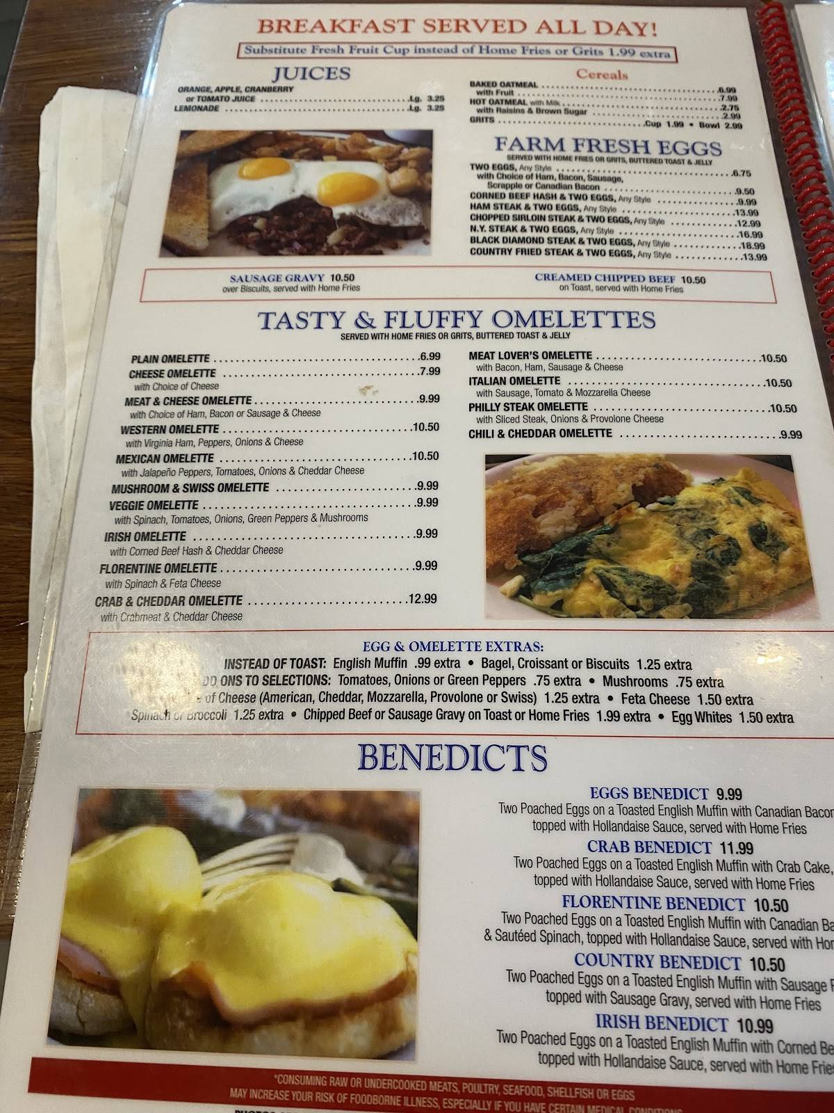 Menu at Hub City Diner restaurant, Hagerstown