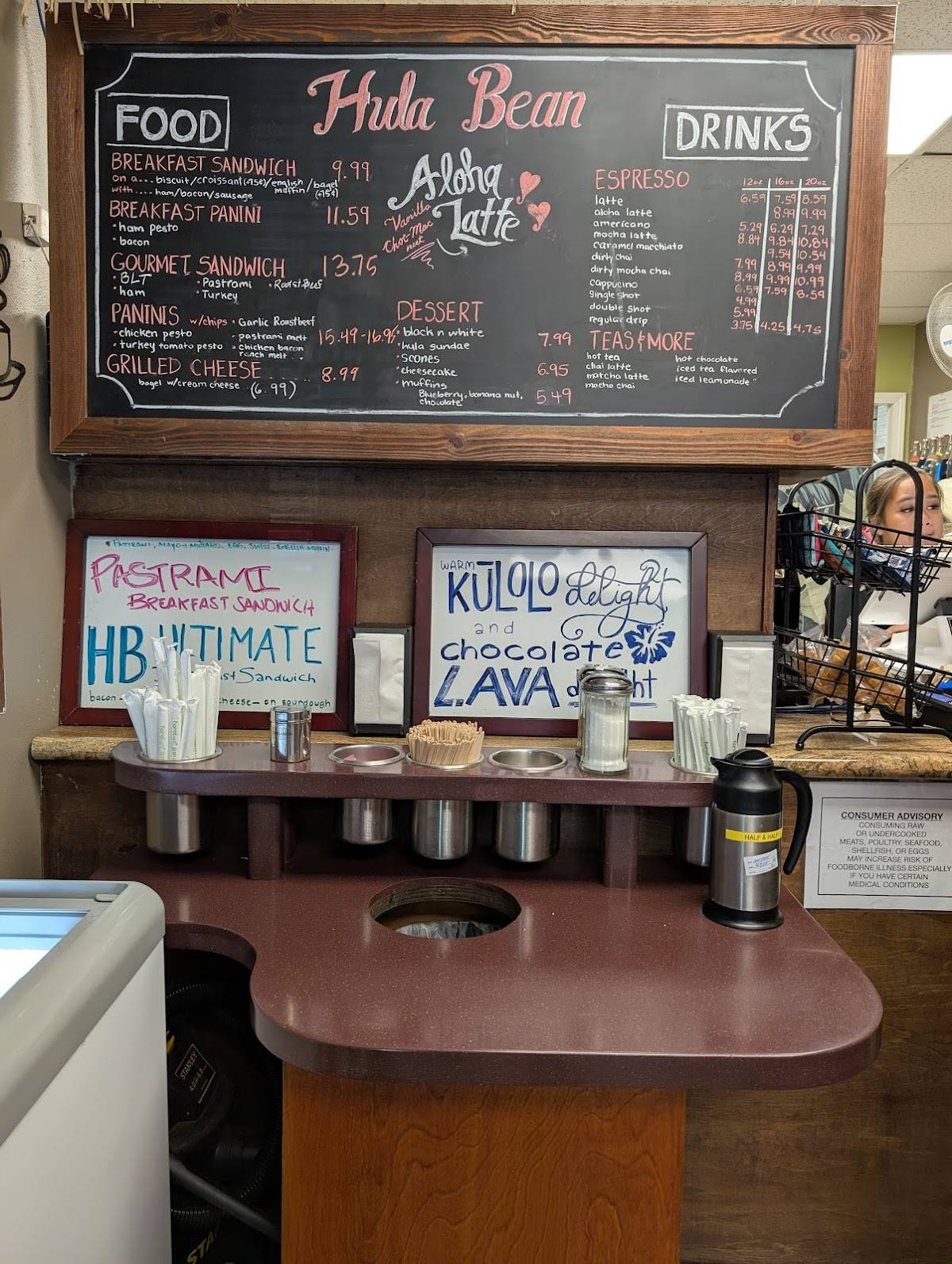 Carta de Hula Bean Cafe, Kaunakakai