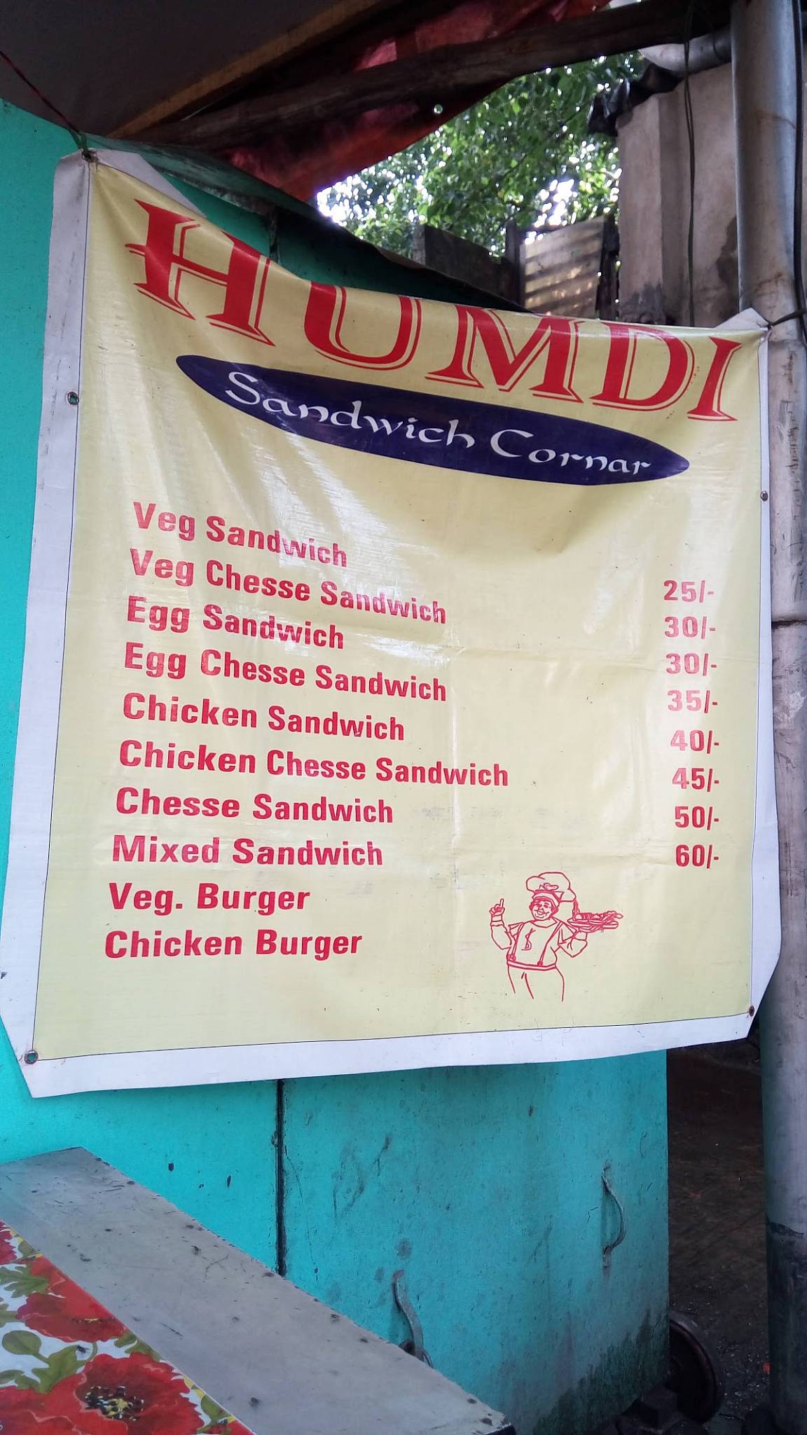 Menu at Humdi Sandwich Corner., Kolkata