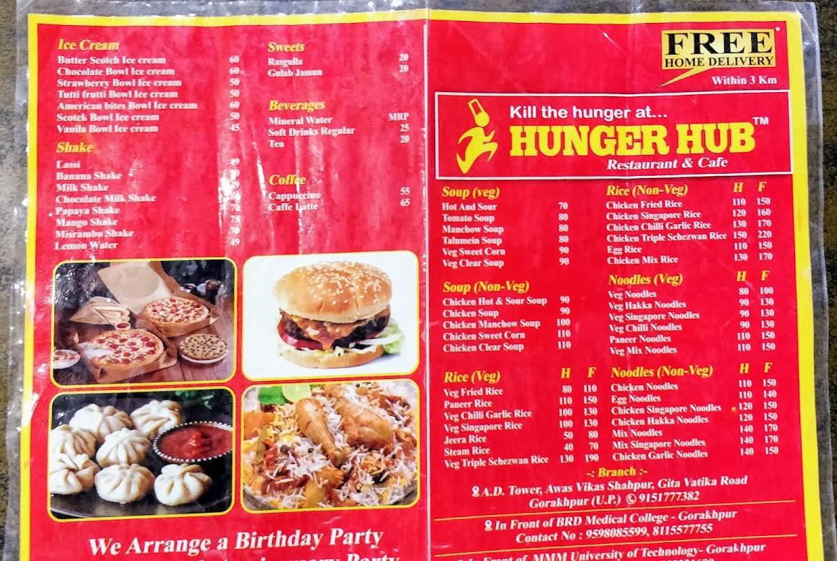 Menu at Hunger Hub Restaurant, Gorakhpur, Medical College