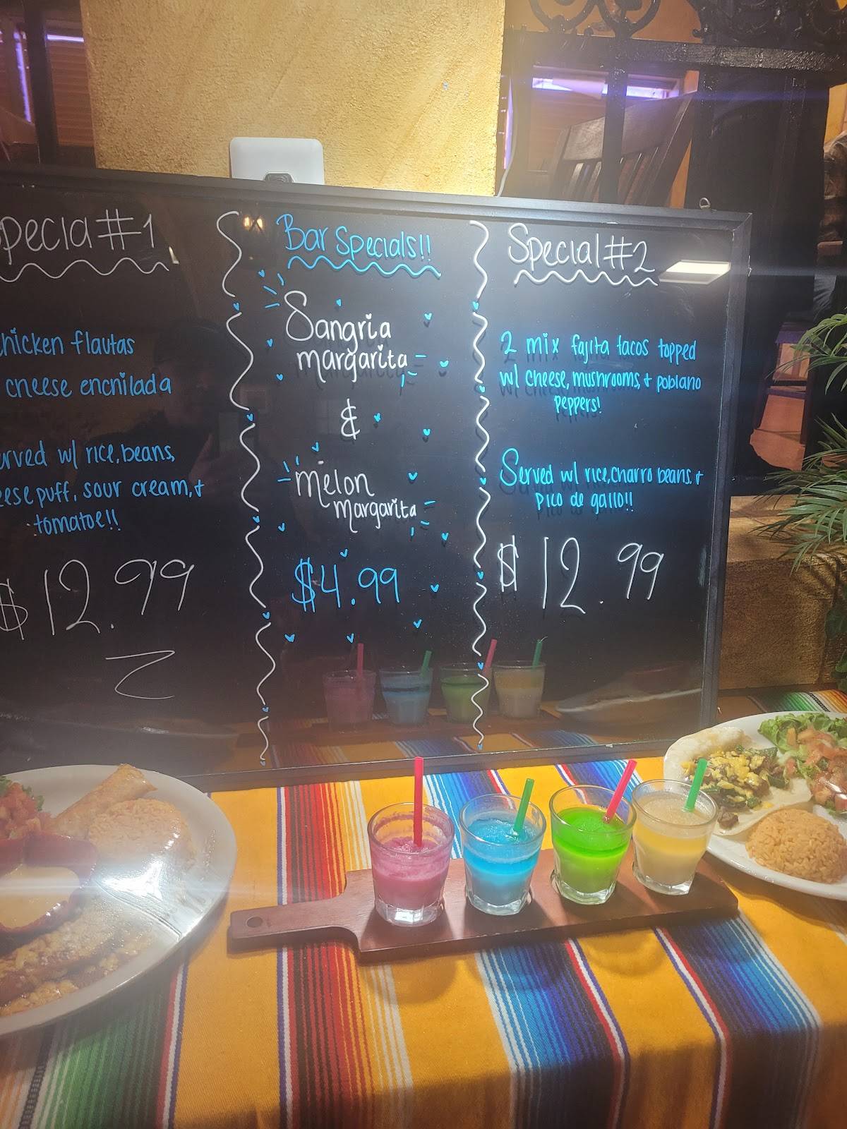 Menu at Los Pericos restaurant, Huntsville