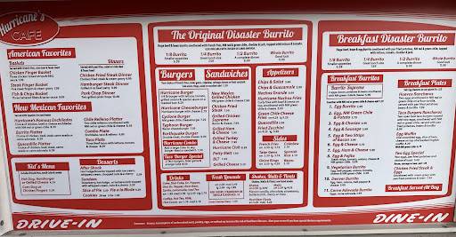 Menu at Hurricane's Cafe, Albuquerque, Lomas Blvd NE