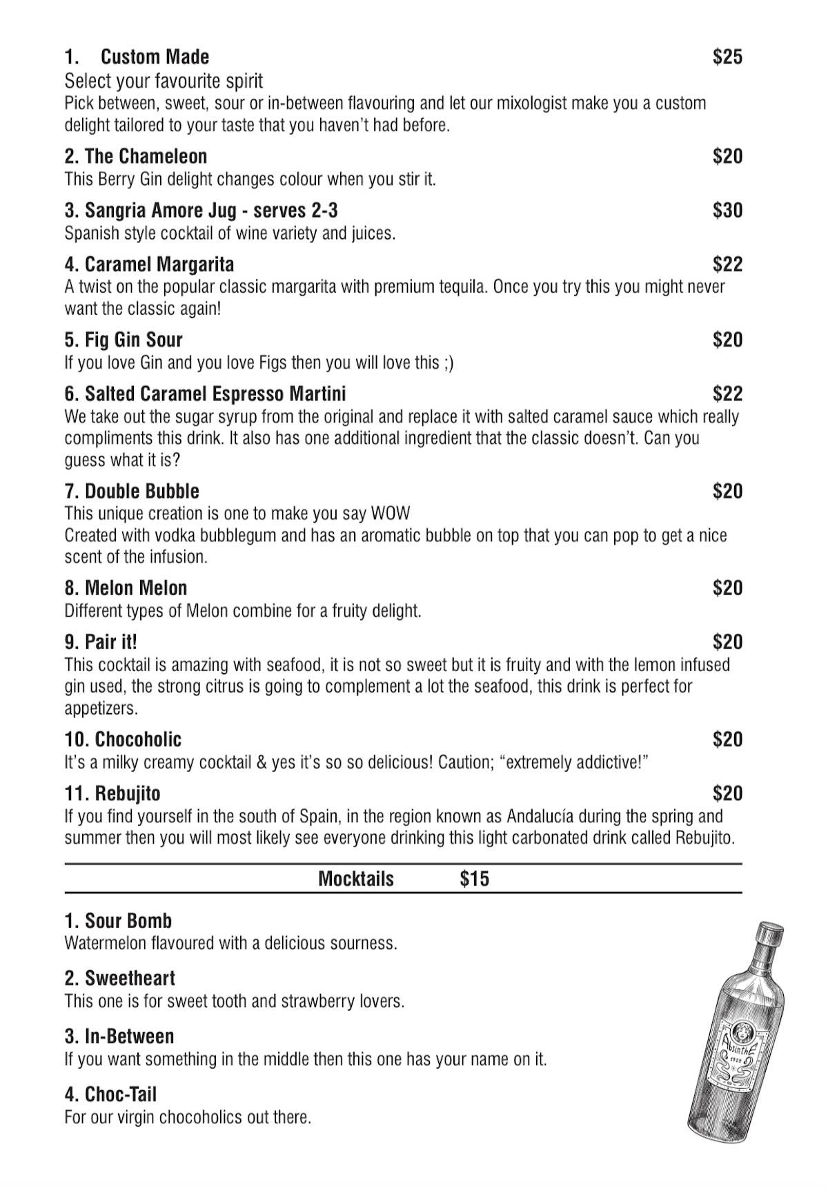 Menu at Amor Restaurant & Bar, Hyde Park