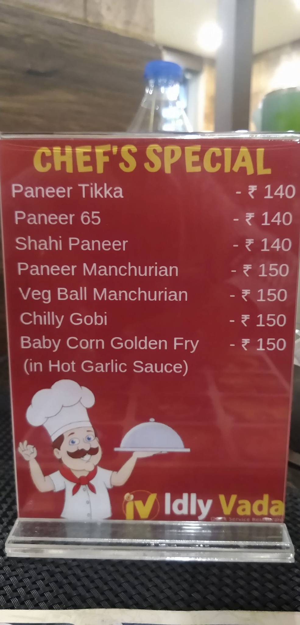 Menu at IDLY VADA, Chennai