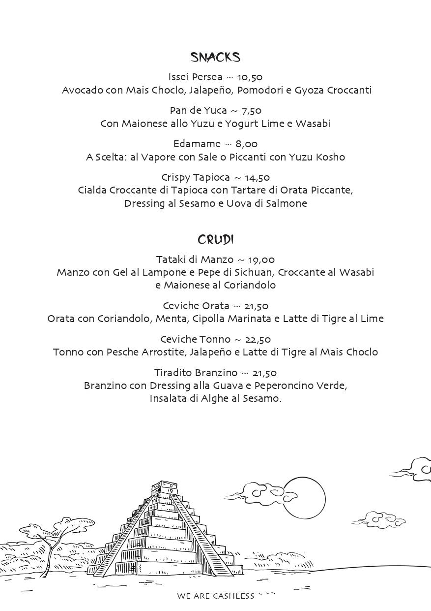 Menu da ISSEI Rooftop pub & bar, Milano