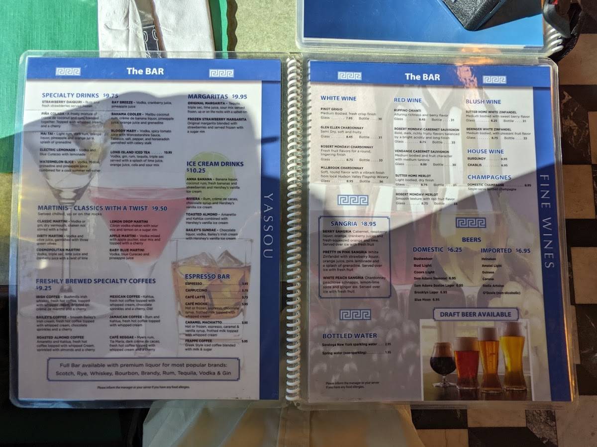 Menu at Ikaros Diner restaurant, New Windsor