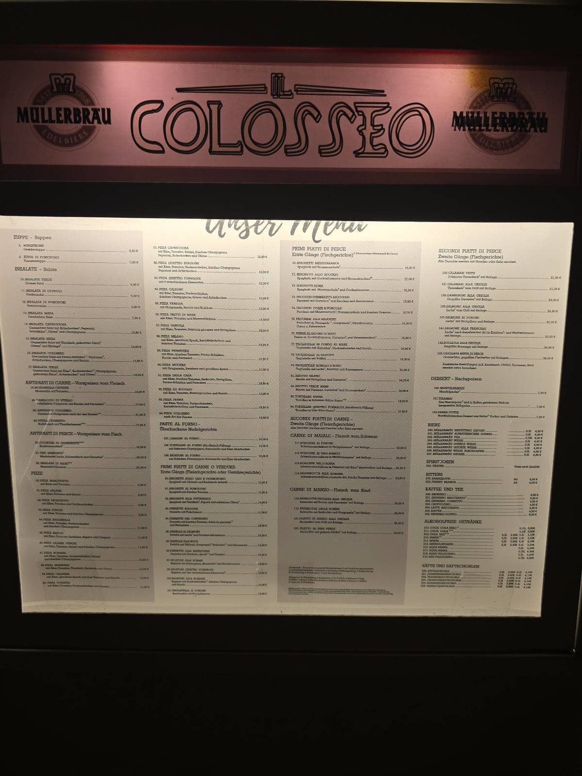 Speisekarte von Il Colosseo restaurant, Altötting