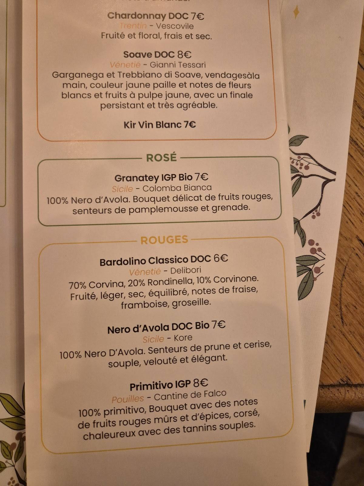 Menu at Il Grano pizzeria, Paris