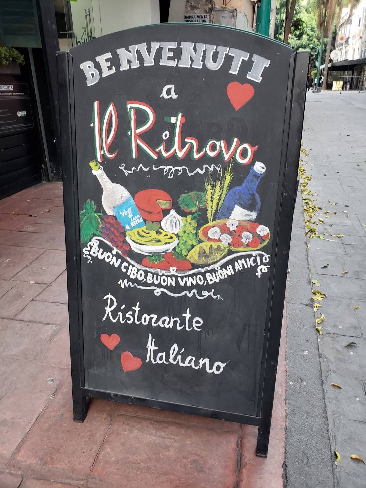 Carta del restaurante Il Ritrovo, Ciudad del México