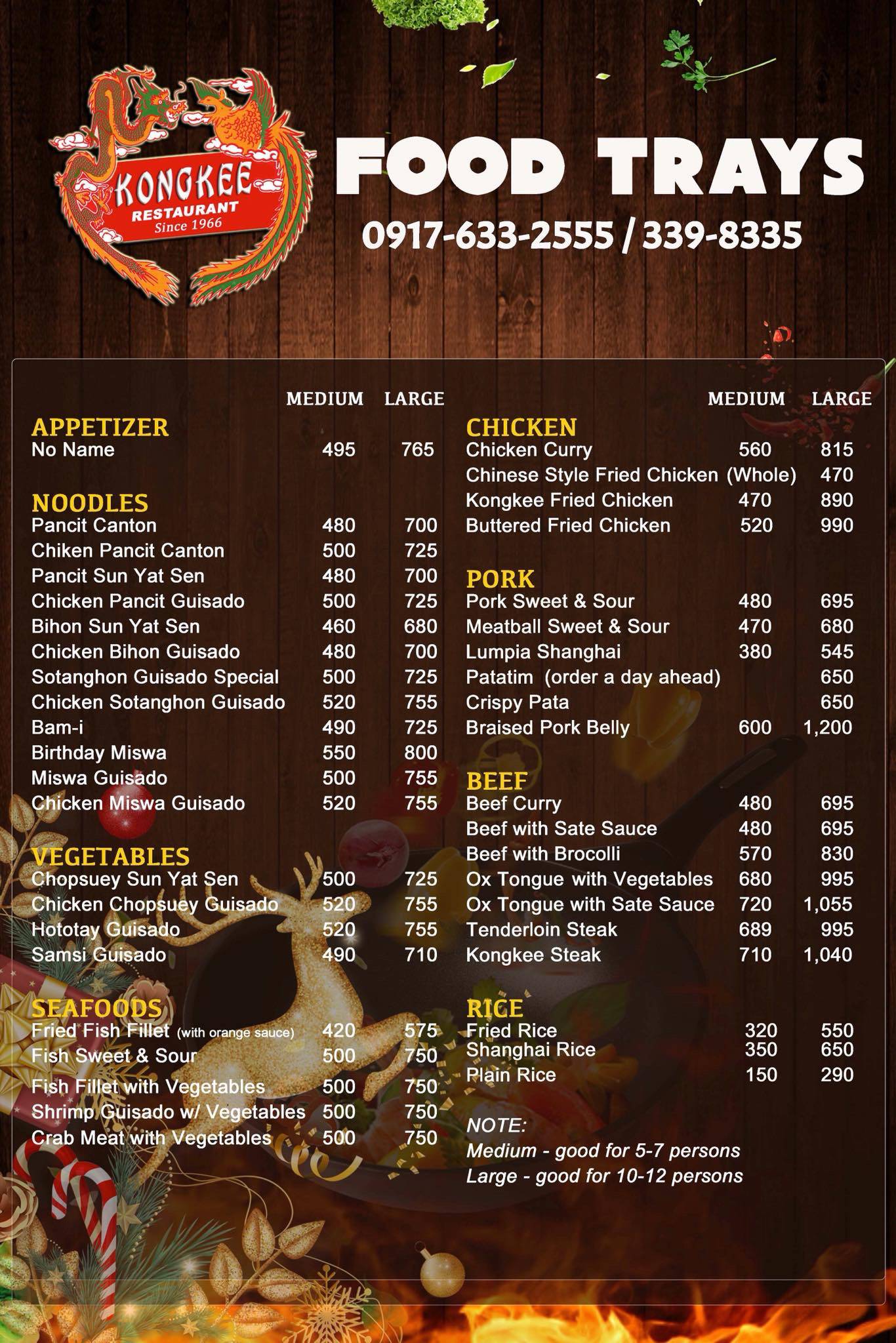 Menu at Kong Kee Restaurant, Pavia, Joethess Bldg