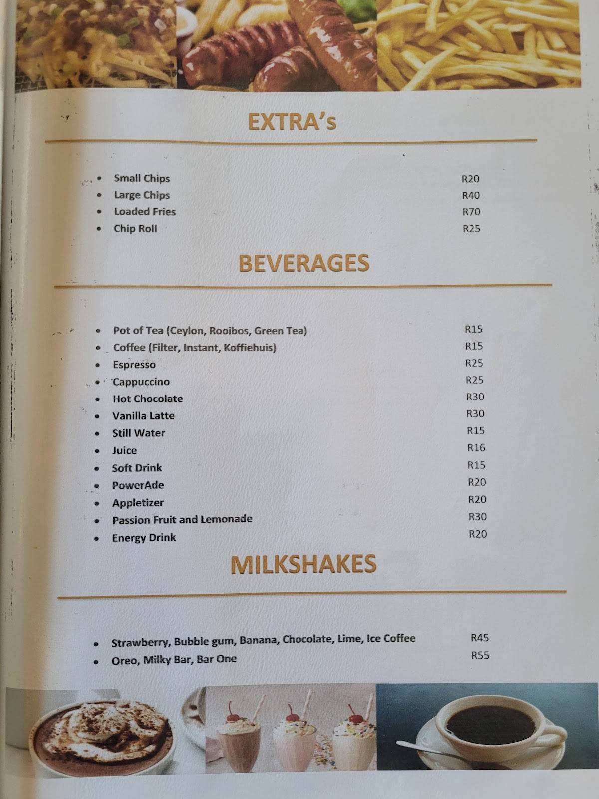 Menu at Impressions Family Restaurant, Alexander Bay