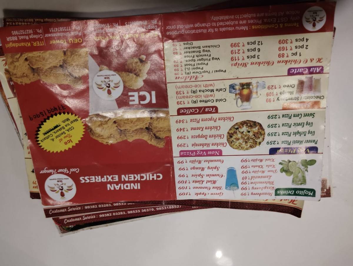 Menu at Indian Chicken Express, Cuttack, College Rd