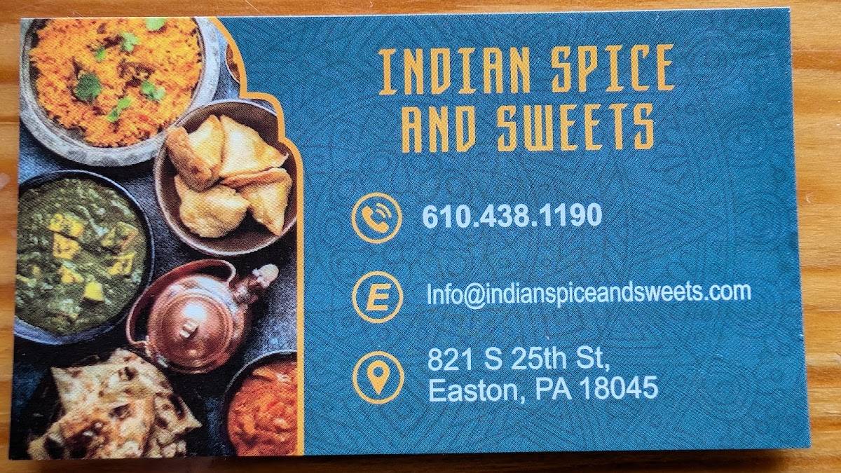 Menu at Indian Spice and Sweets restaurant, Easton