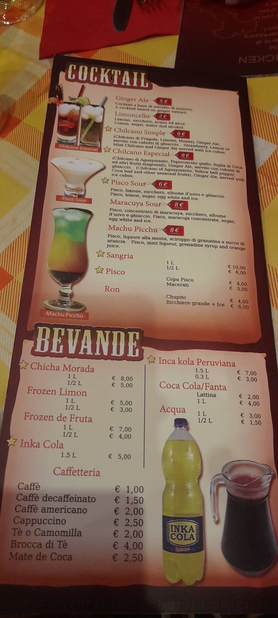 Menu da Inka Chicken ristorante, Roma, Via di Monte Testaccio