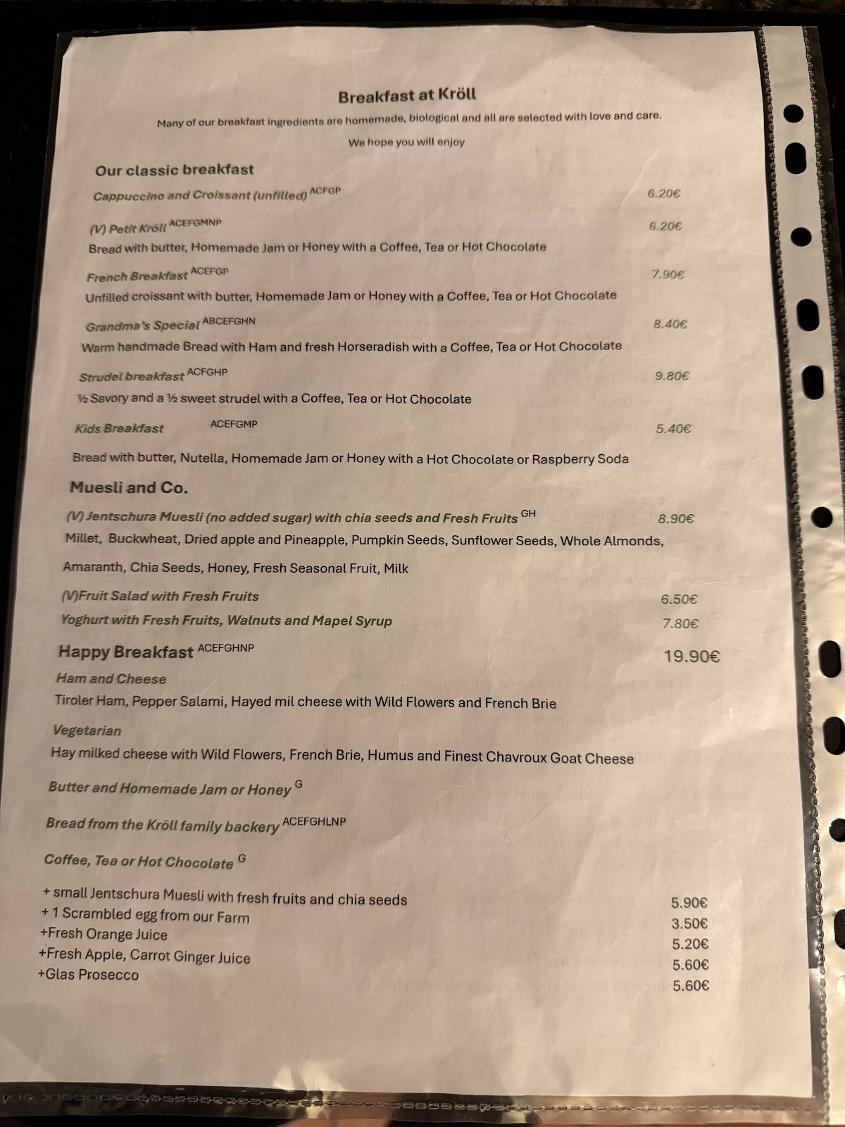 Speisekarte von Strudel Cafe Kröll, Innsbruck